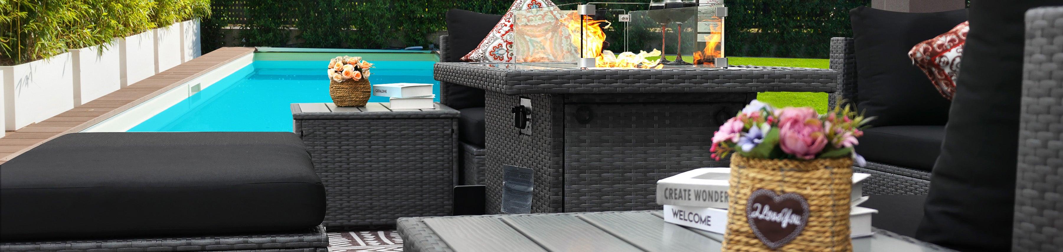 PE Rattan Wicker Firepits & Tables - Nicesoul Furniture